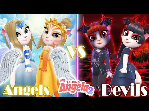 Two Angels Ve Two Devils || vs Angela 🥸 my talking Angela 2 cosplay - YouTube