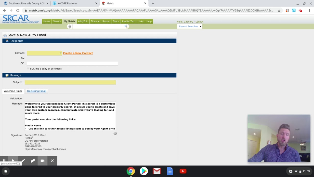 Creating an automatic search in CRMLS Matrix - YouTube