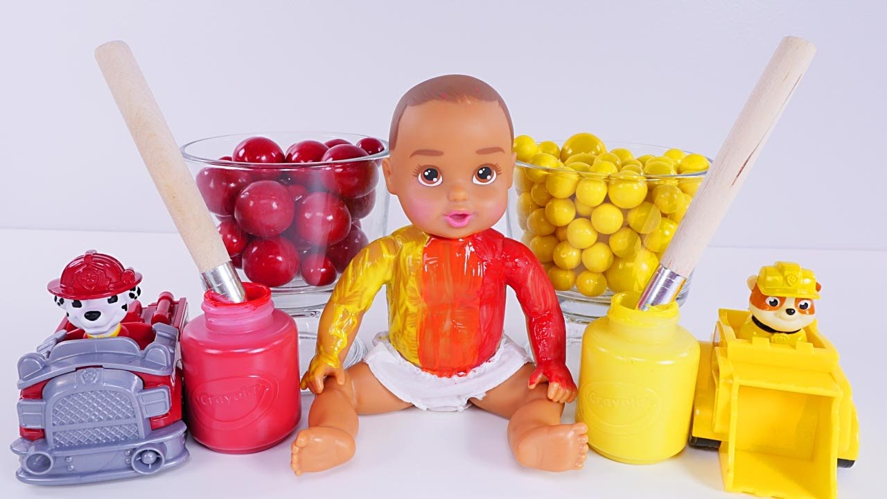 Learning Colors with Paw Patrol Paint and Gumballs - Learn Colors for ...