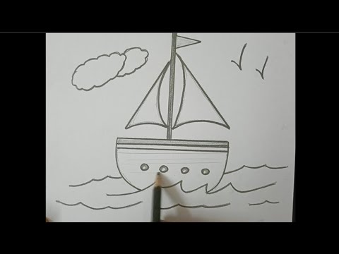 how to draw yatch// simple yatch drawing - YouTube