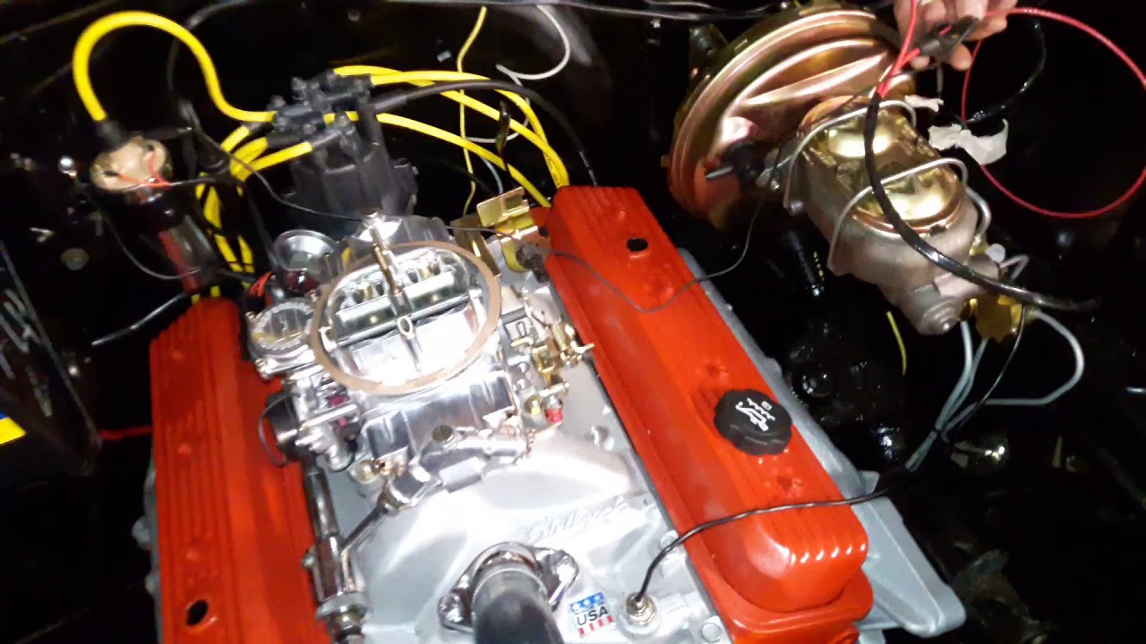56 Chev New Engine Start - YouTube