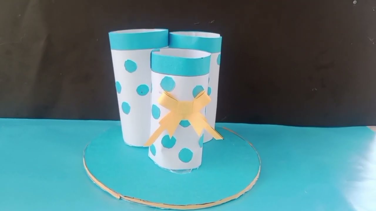 DIY Pen Stand Using Cardbord & Paper / Paper Craft / Pen Stand Craft ...