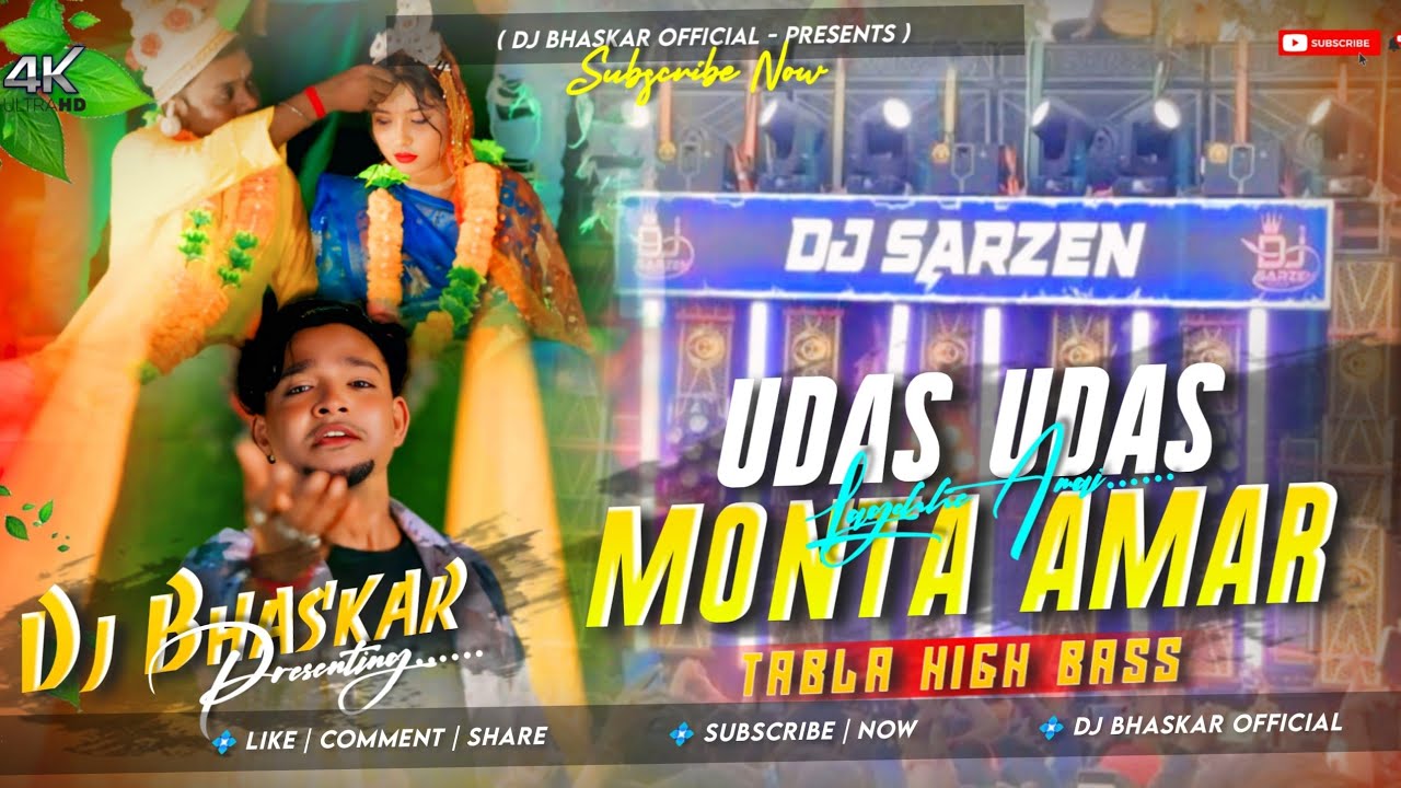 Dj Sarzen Sound Check | Udas Udas Monta | Sound Check🔥Tabla High Bass Mix | Dj Bhaskar Remix ...