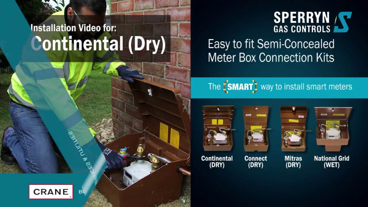 Sperryn Gas Meter CONTINENTAL BOX 22mm Compression fitting installation ...