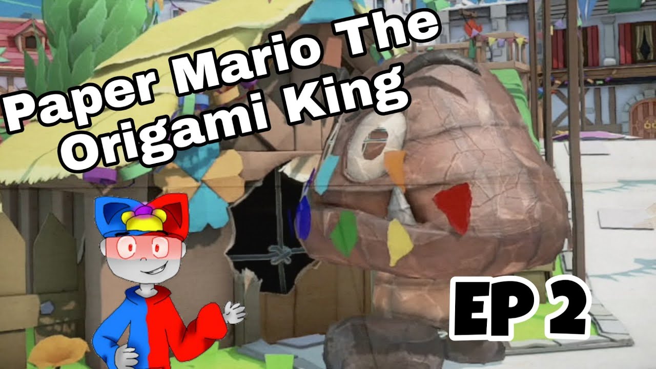 Paper Mario The Origami King Cap 2: El Goomba Gigante de papel mache ...