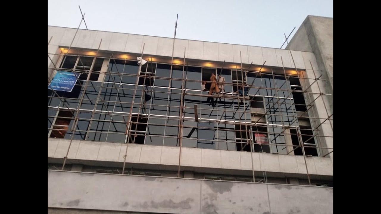 how to Glass Install in Curtain Wall Frame II Glass installation in ...