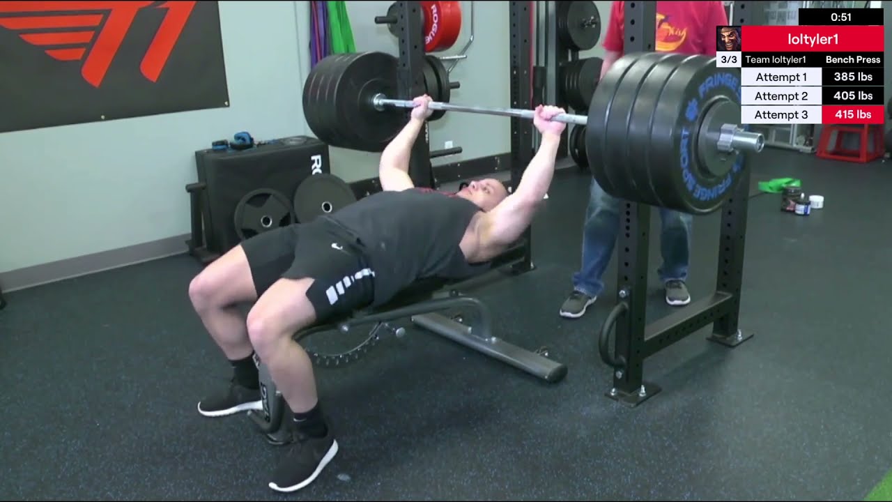 Tyler1 with the easy 415lbs on the bench - YouTube