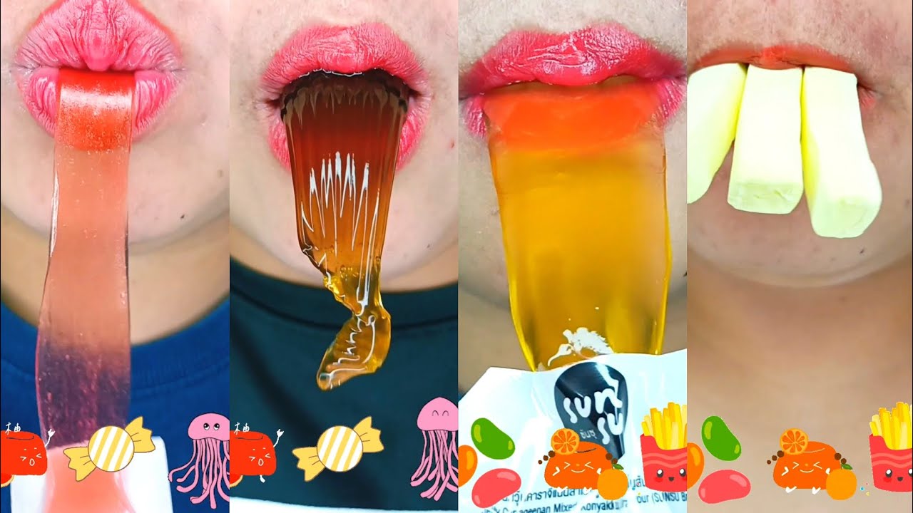 asmr CANDY JELLY EMOJI FOOD CHALLENGE mukbang eating sounds - YouTube