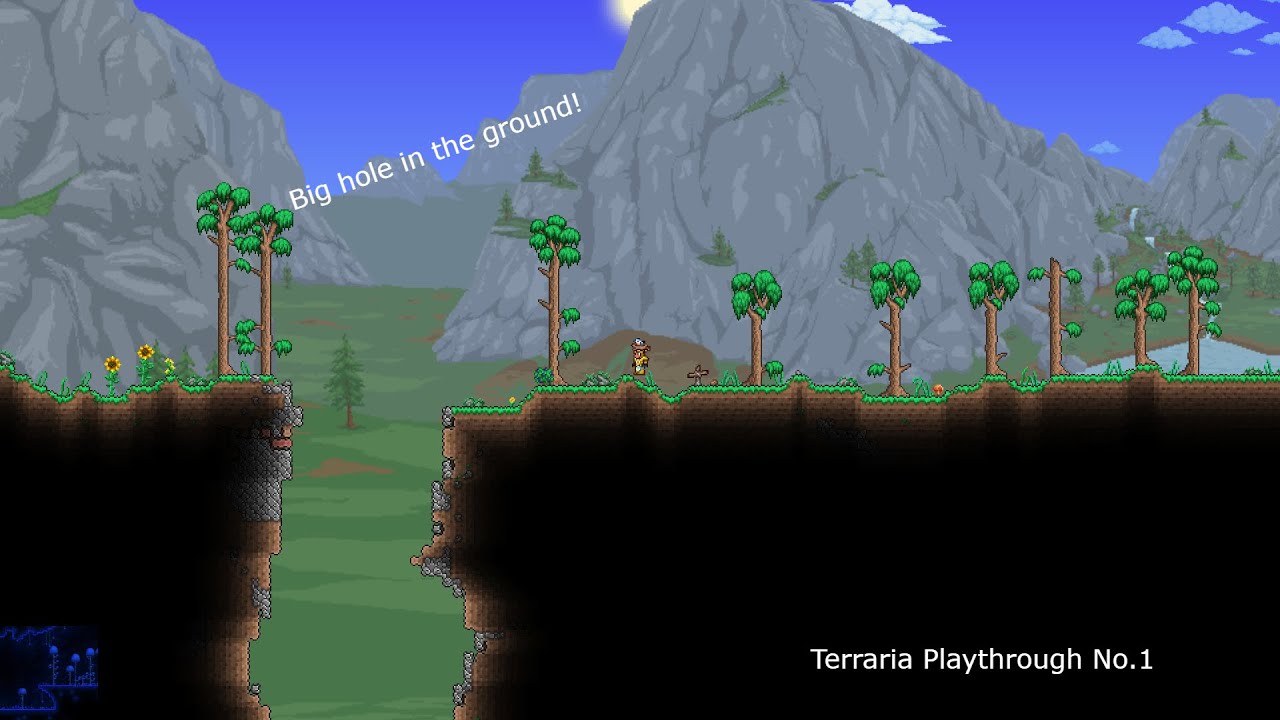 Terraria Playthrough Episode 1: Big hole in the ground - YouTube
