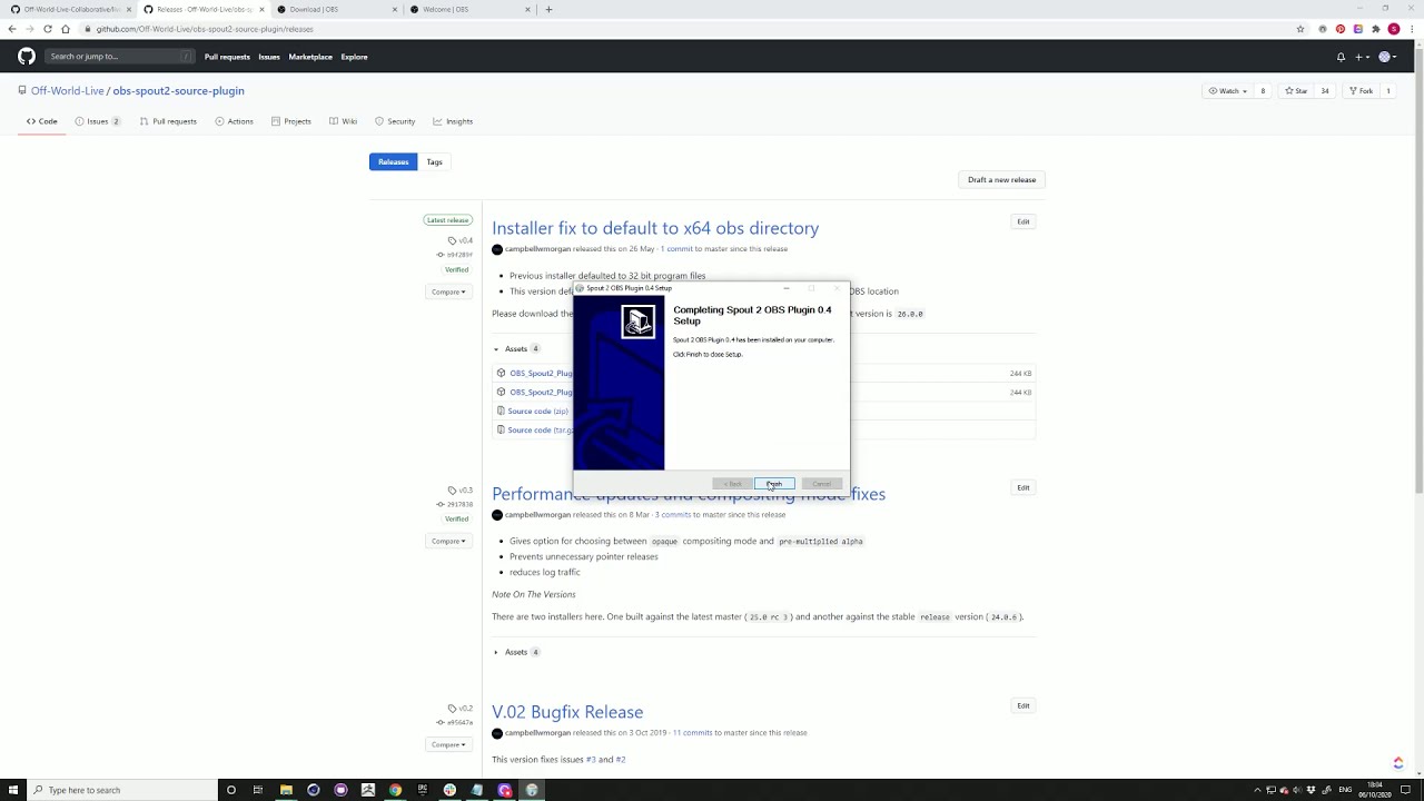 How to install the Spout plugin for OBS Studio using the installer - YouTube