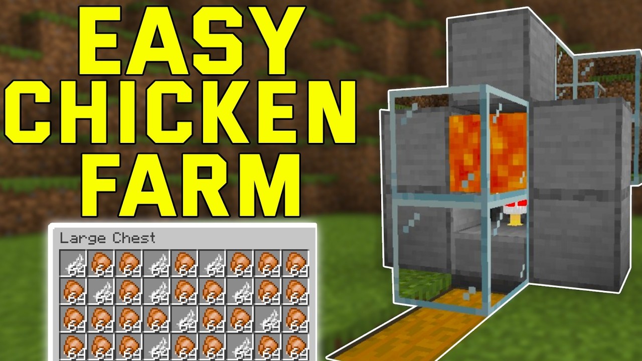 EASY Chicken Farm Minecraft Bedrock 1.21+ (Bedrock,Mcpe,Ps4,Xbox) - YouTube
