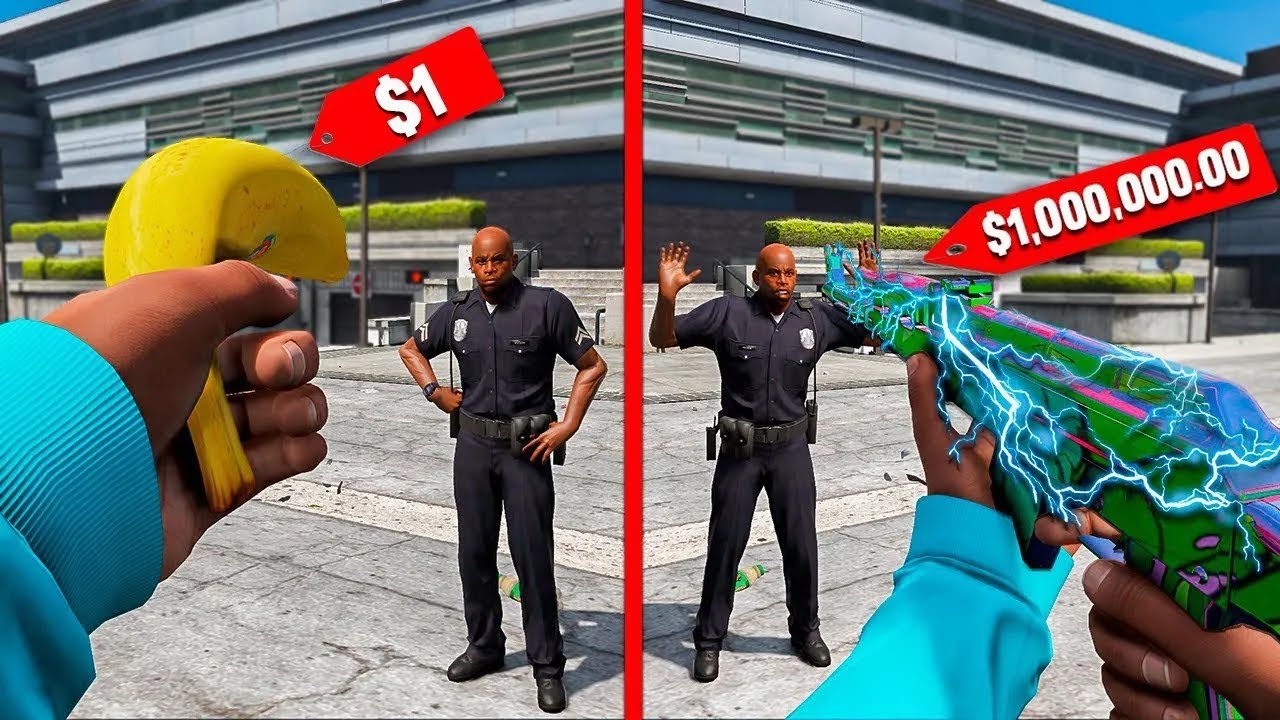 $1 gun vs $1,000,000 gun in GTA 5 - YouTube