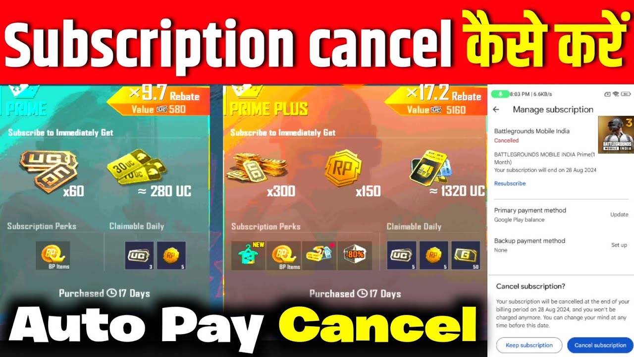 How to cancel subscription on bgmi | bgmi subscription cancel kaise ...