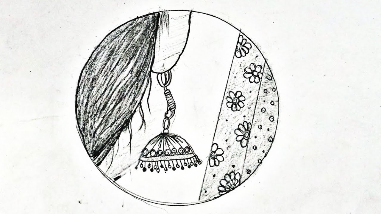 Simple Earring Drawing With Beautiful Lady // Amazing Drawing idea ...