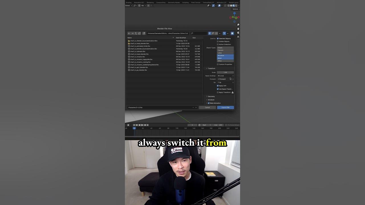How to fix character direction in Blender export settings - mobile game w/ buildbox 3 | Goggles ...