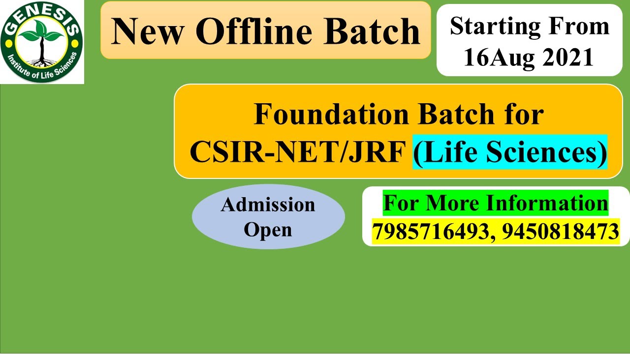 New Offline Batch for CSIR NET/JRF | Life science - YouTube