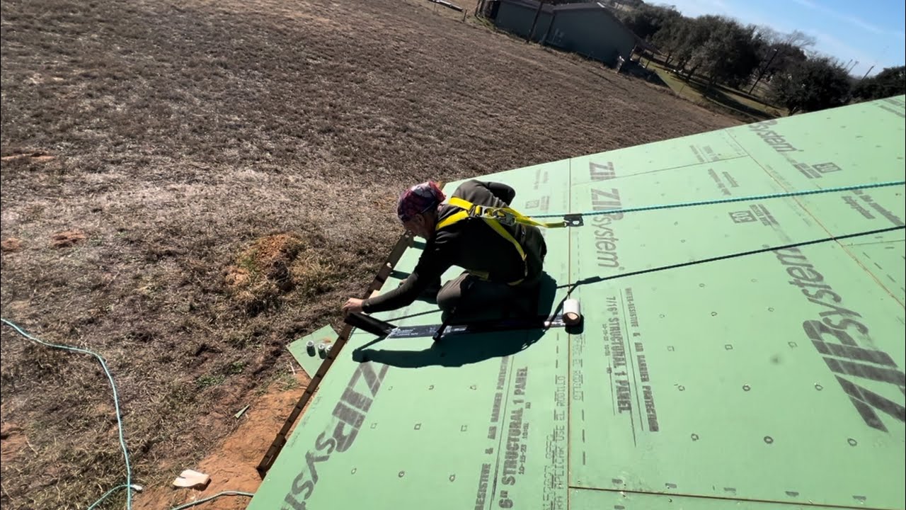 Debt Free Cabin Build - Gable End Wall and Roof Sheathing - YouTube