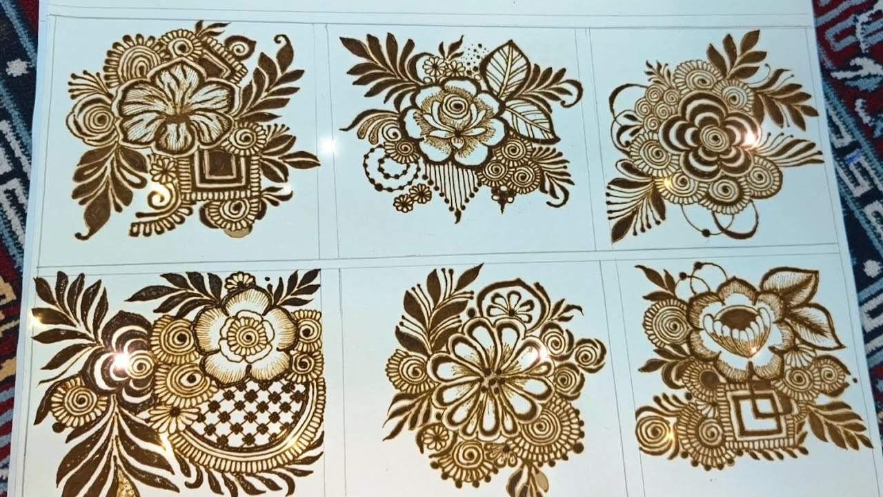 6 Unique Flower Bunch Henna Designs | Step-by-Step Tutorial | # ...