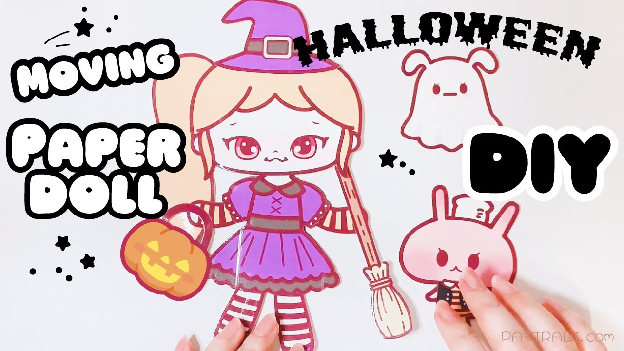 TUTORIAL [Moving! Paper Doll] ★no wire ★DIY★ Halloween 🎃 Tmeplate Free ...