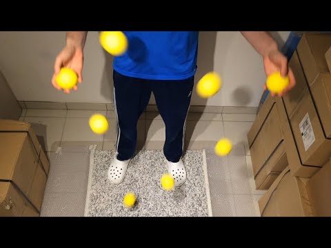 4,5,6,7 and 8 ball bounce juggling - YouTube