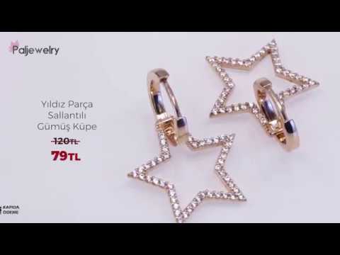 Paljewelry | Gümüş Küpe - 925 Ayar Gümüş Yıldız Parça Sallantılı Gümüş Küpe