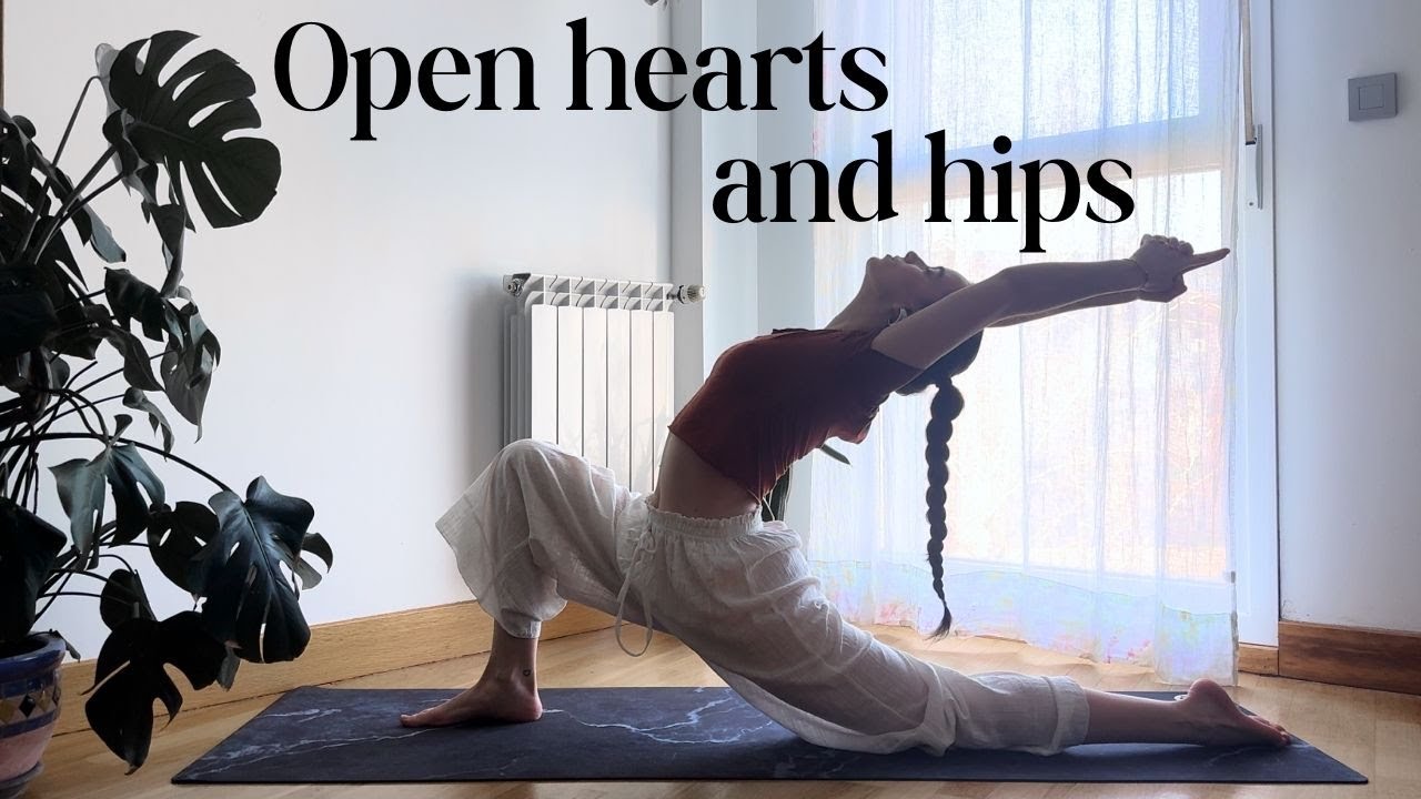 20min open hips and hearts flow | Intermediate (full body stretch yoga ...
