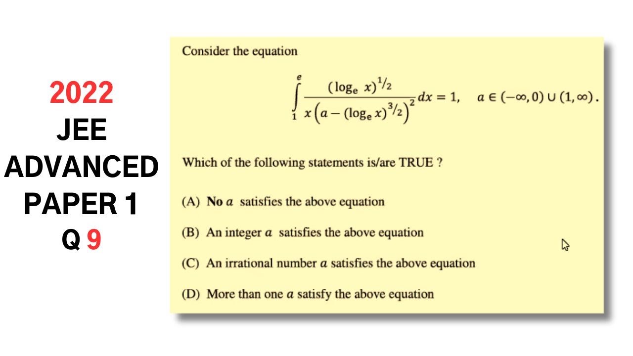 IIT-JEE ADVANCED 2022 past paper | paper 1 section 1 | # 9 | definite ...