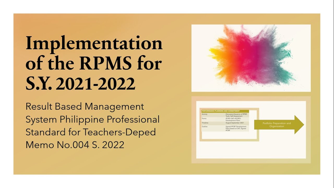 RPMS Cycle with Adjusted School Year 2021-2022 Timeline and Teachmint ...