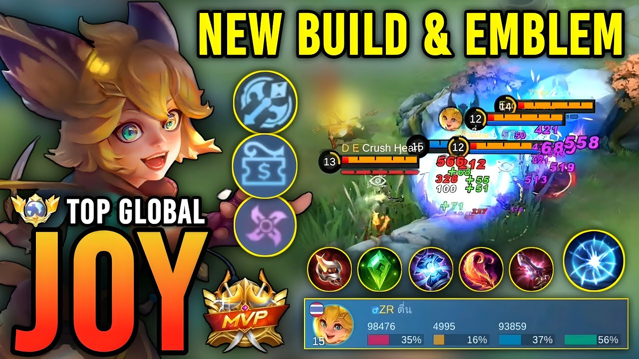 NEW BUILD & EMBLEM!! JOY BEST BUILD 2023 | TOP GLOBAL JOY GAMEPLAY ...