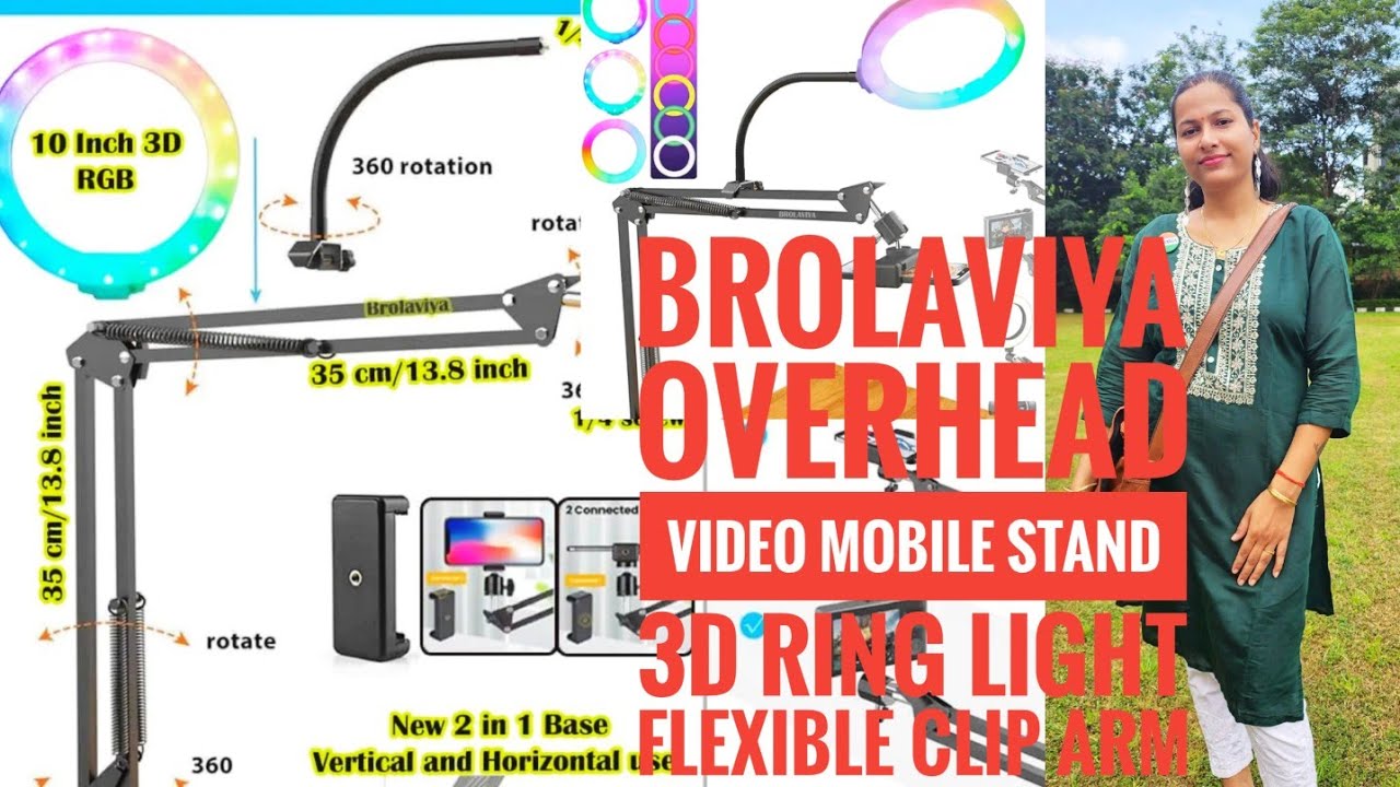 My😍 BROLAVIYA Overhead Video Mobile Stand with 3D 10 inch RGB Ring ...