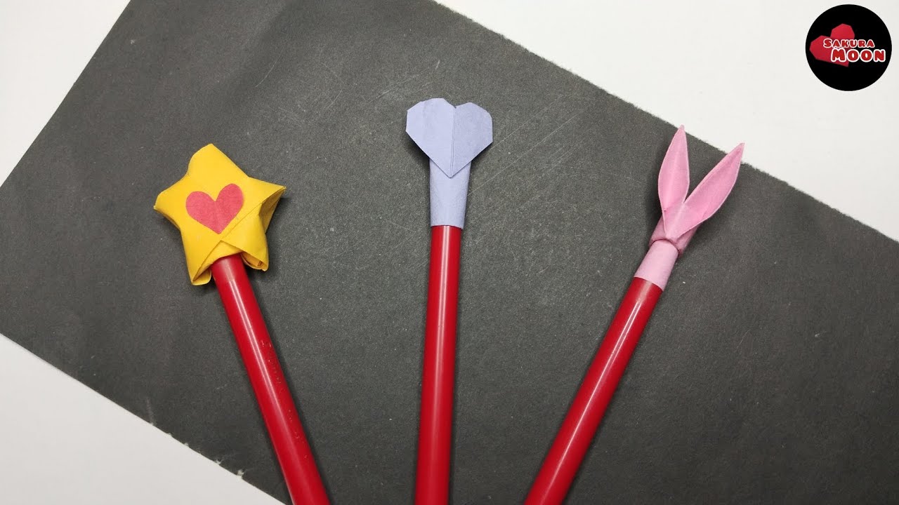 DIY Paper Pencil Toppers Easy | Origami Pencil Toppers Simple - YouTube