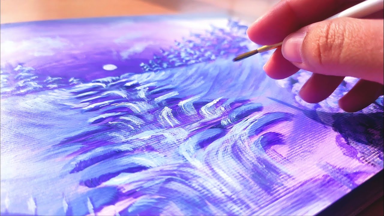 Captivating Night Time Scenery Acrylic Painting | Step-by-Step Tutorial - YouTube