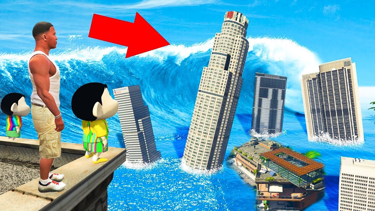 GTA 5: Franklin and Shinchan Survive and Fight TSUNAMI in los santos ...