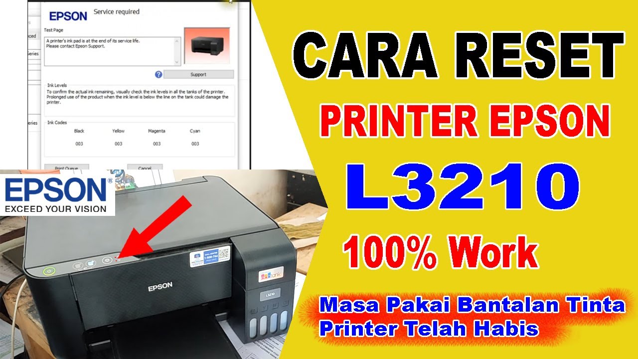 Cara Reset Printer Epson L3210 100% Work - YouTube
