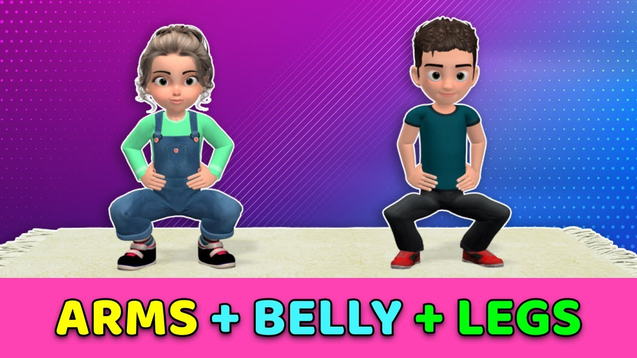 Full Body Workout For Kids: Arms + Belly + Legs - YouTube