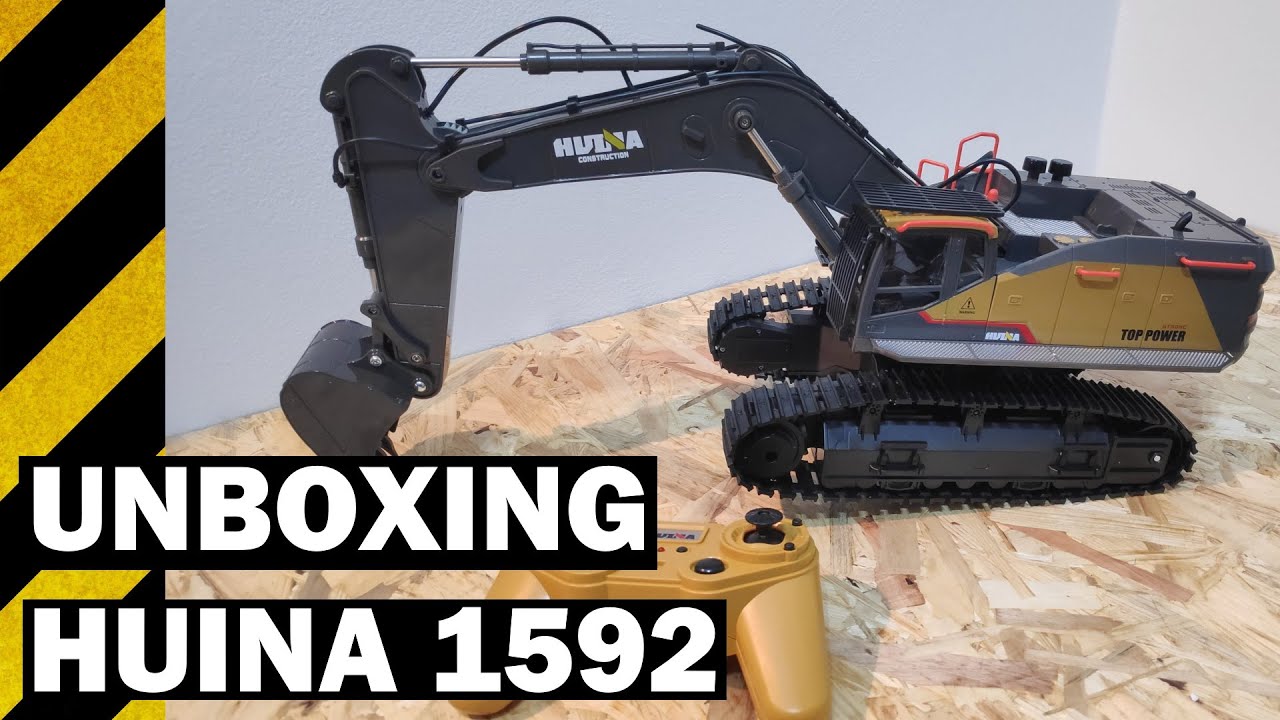 Unboxing Huina 1592 1:14 Professional R/C Excavator model - YouTube
