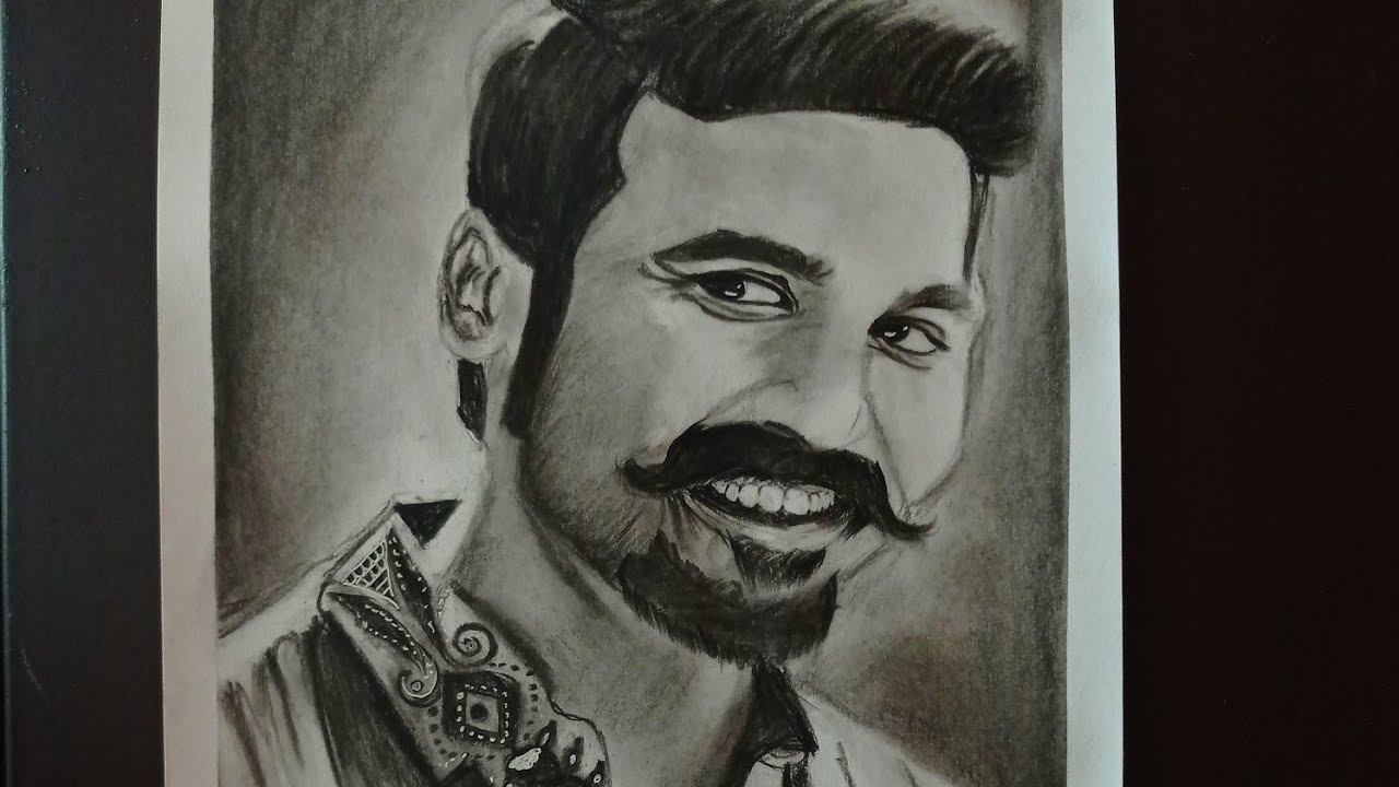 Realistic sketch of Dhanush sir ...#Sketch #Art ///#Dhanush #potrait//# ...