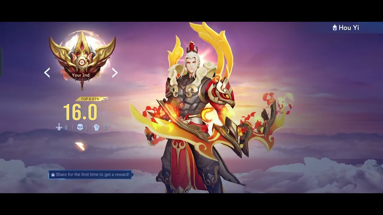 HOK GAMEPLAY: Hou Yi in Glorious Dawn Skin, Legendary !!! - YouTube