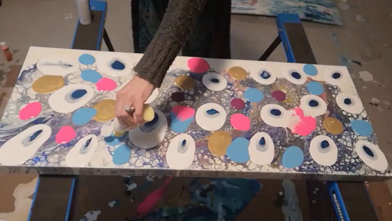 Puddle Pour & Swipe Acrylic Painting - YouTube