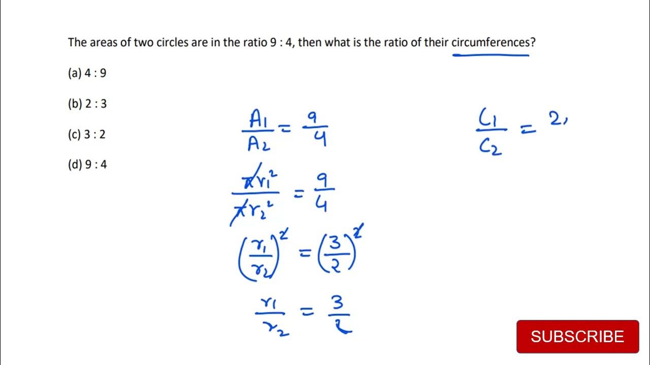 The areas of two circles are in the ratio 9 : 4, then what is the ratio ...