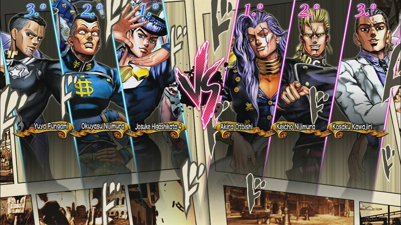 JoJo's Bizarre Adventure, ASBR: Josuke, Okuyasu & Yuya vs. Akira ...