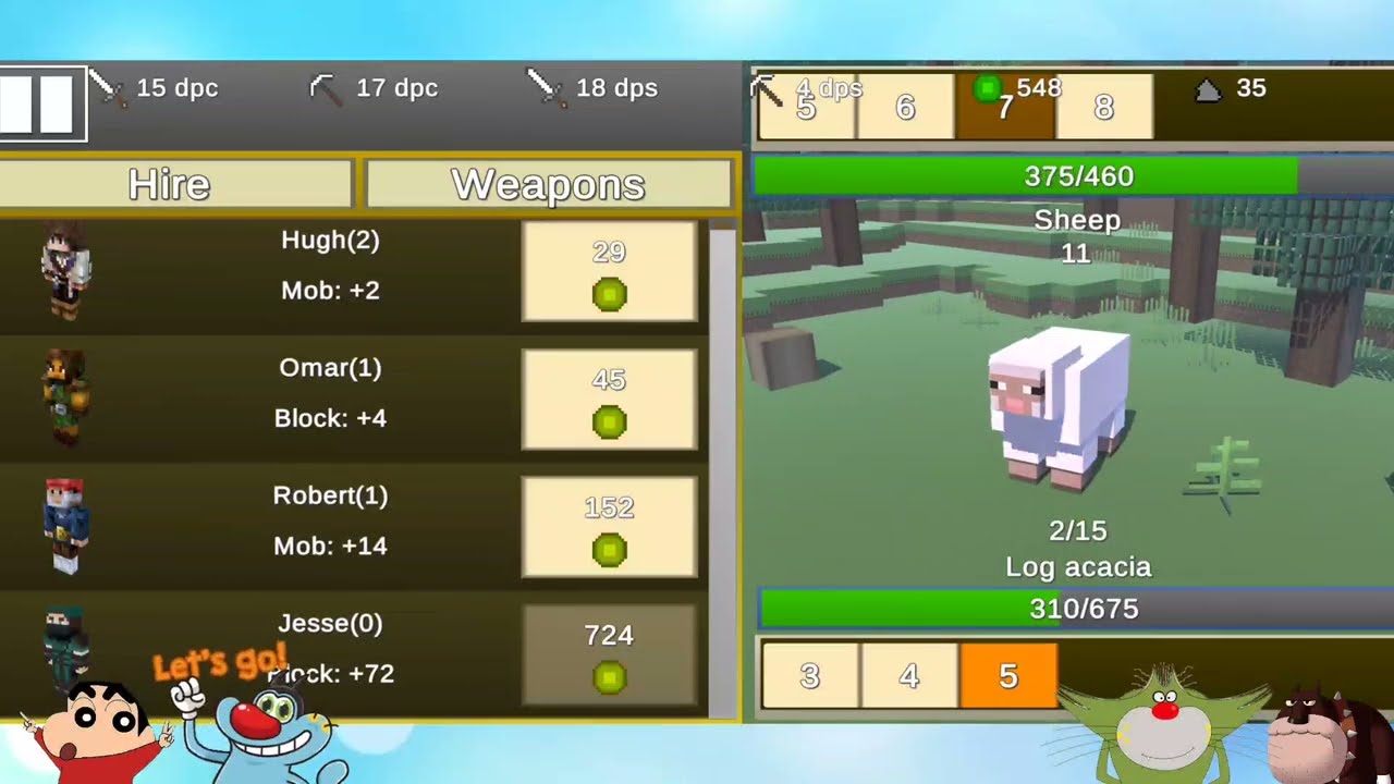 Oggy Clicking on Minecraft Mobs Until it Dies in Mine Clicker Game ...