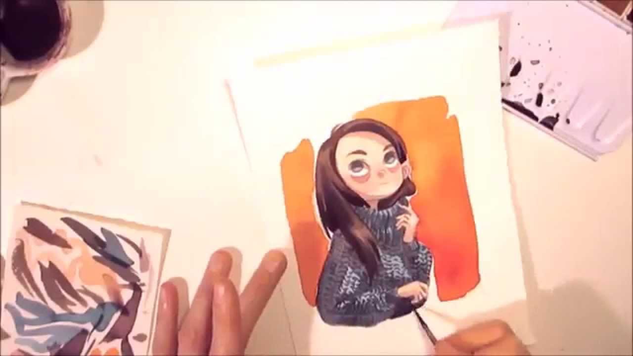 Watercolor Girl Portrait painting timelapse progress art by Iraville ...