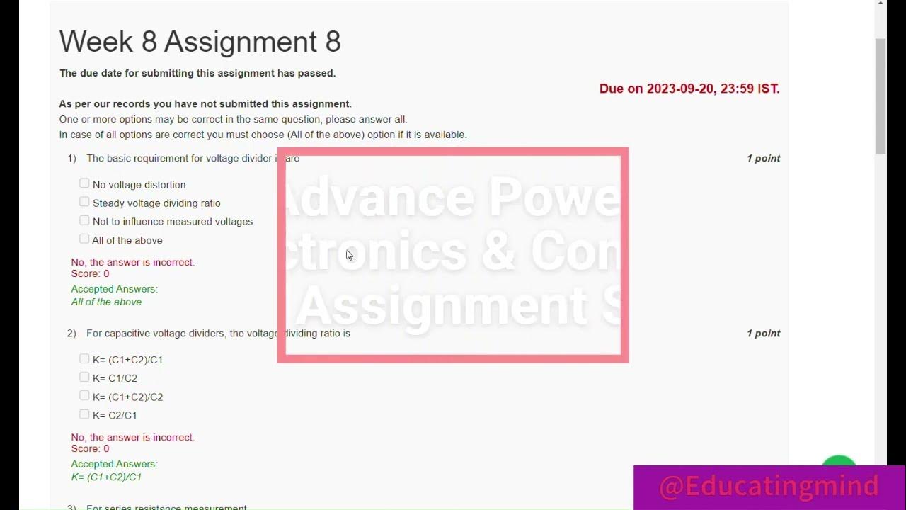 Advance Power Electronics & control Week 8 Assignment Solution NPTEL - YouTube