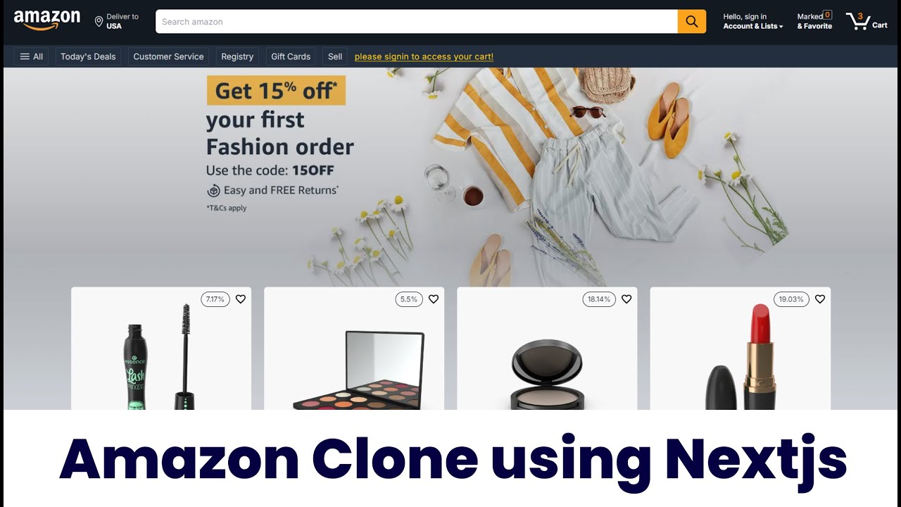 Amazon Clone Website Using Nextjs Tailwindcss Authjs Stripe Free