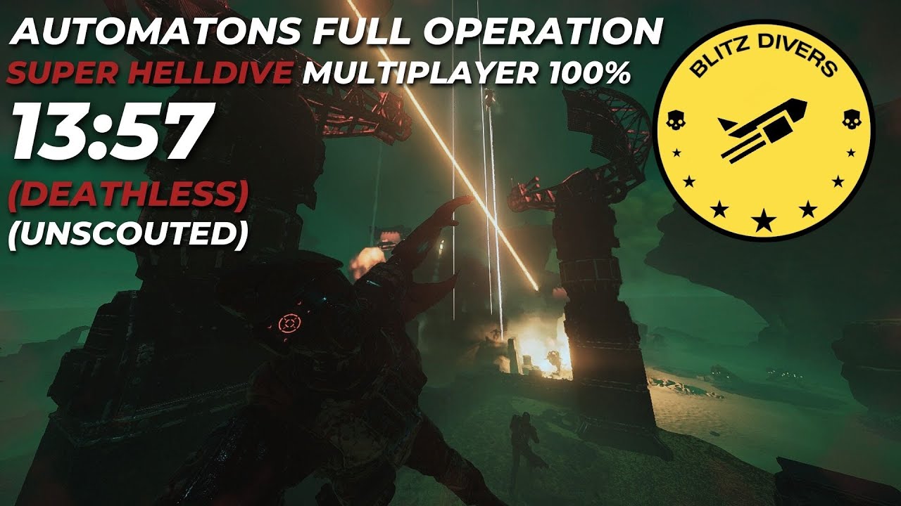 Helldivers 2 Speedrun // Automatons Full Operation 100% DEATHLESS / 13:57 / SUPER HELLDIVE - YouTube