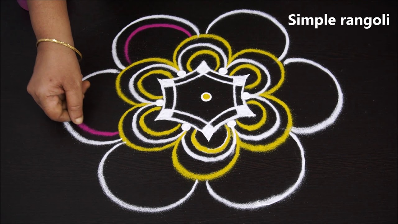 Friday Simple Rangoli with 3x2 dots | 3 dots kolam for beginners ...
