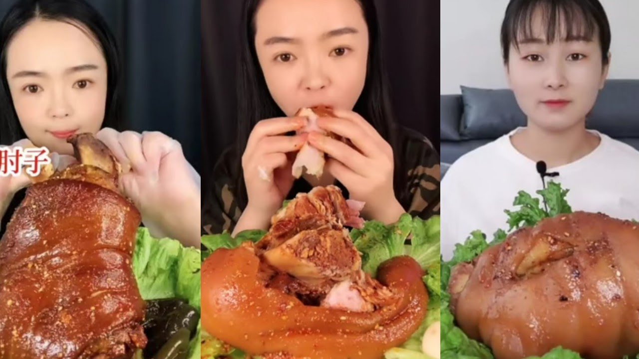 CHINESE MUKBANG :🍜 PORK EATING CHALLENGE MUKBANG ASMR 먹방 (No Talking ...