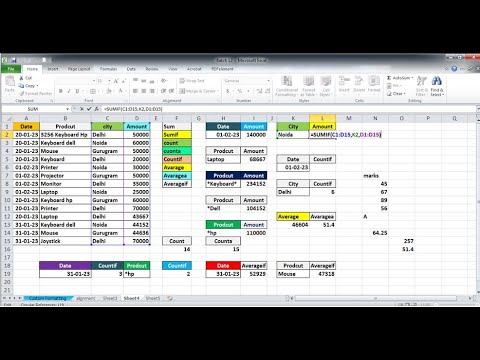 Day-8 Excel Basic | Sum , Sumif | Count , Counta , Countif | Average , Averagea , Averageif ...