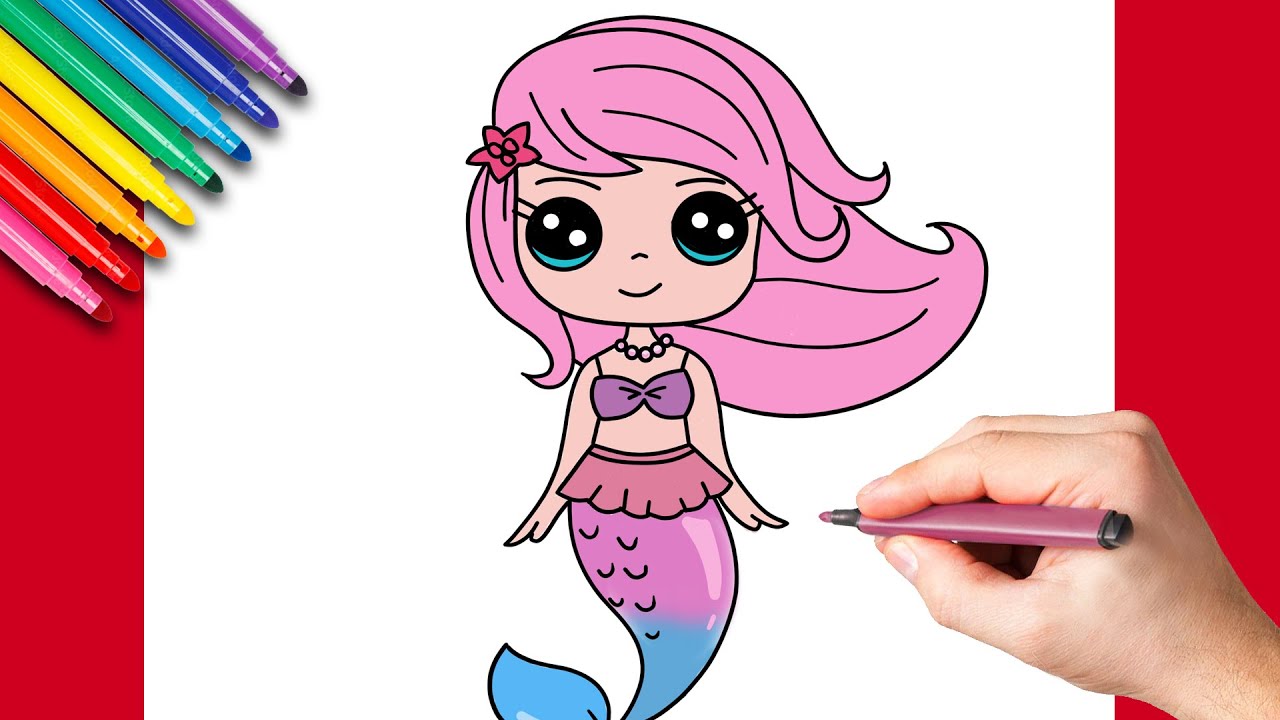 How To Draw A Cute Mermaid - YouTube